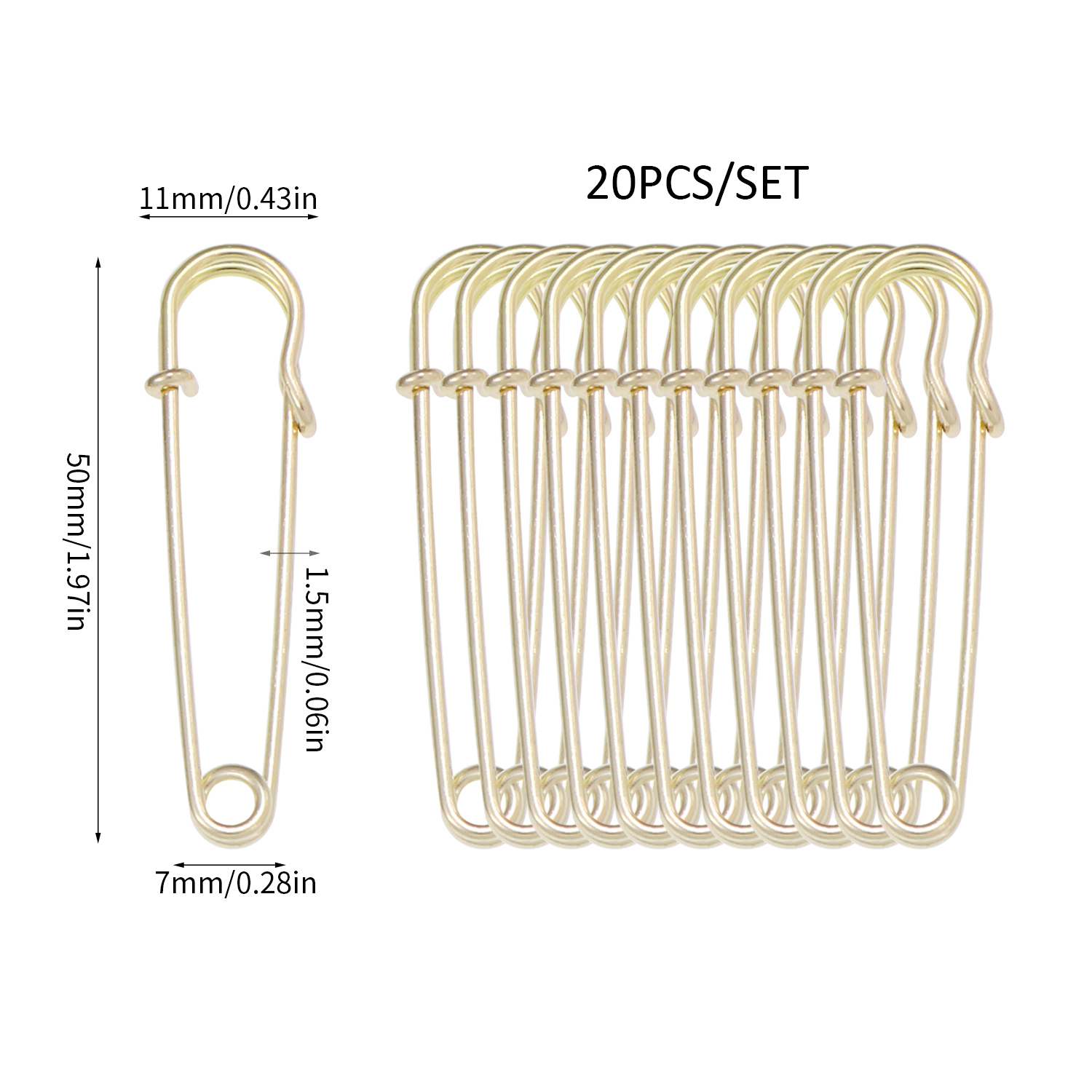 20pcs/set Metal Safety Pin White K/Gold/Black Pin ... – Grandado