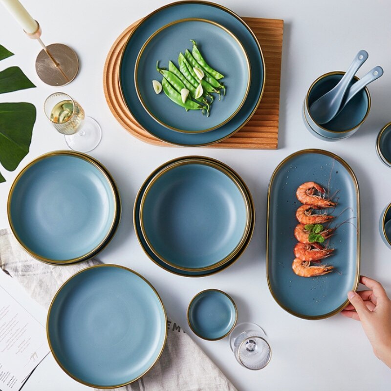 Dinner Plate Set Ceramic Kitchen Plate Tableware S... – Vicedeal