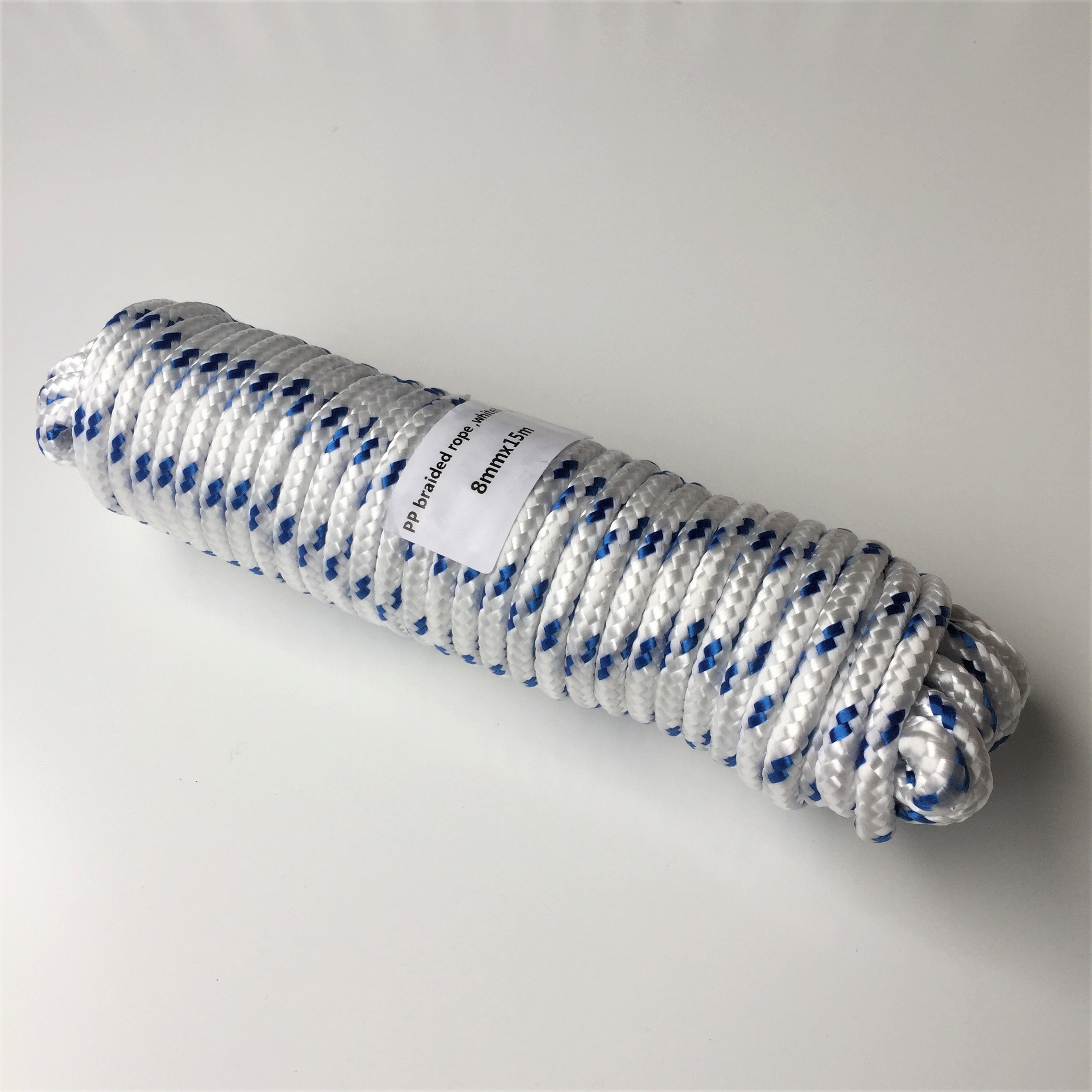 White&Blue 8mmx15m Heavy Duty Braided Polypropylen... – Vicedeal