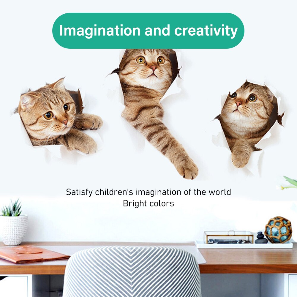 3D Sticker Wall Sticker Simulation Cat Sticker Mur... – Grandado