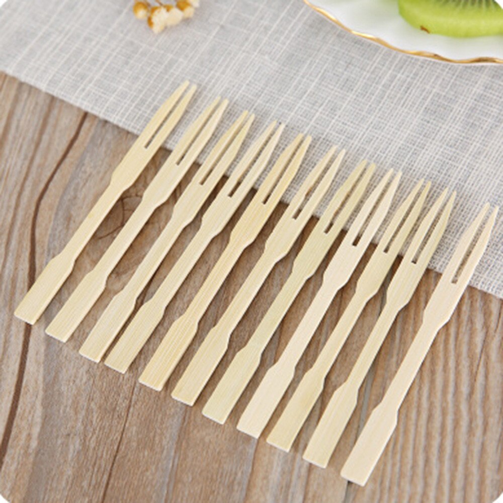 80 PCS Wegwerp Bamboe Catering Vorken Fruit Stok V... – Vicedeal