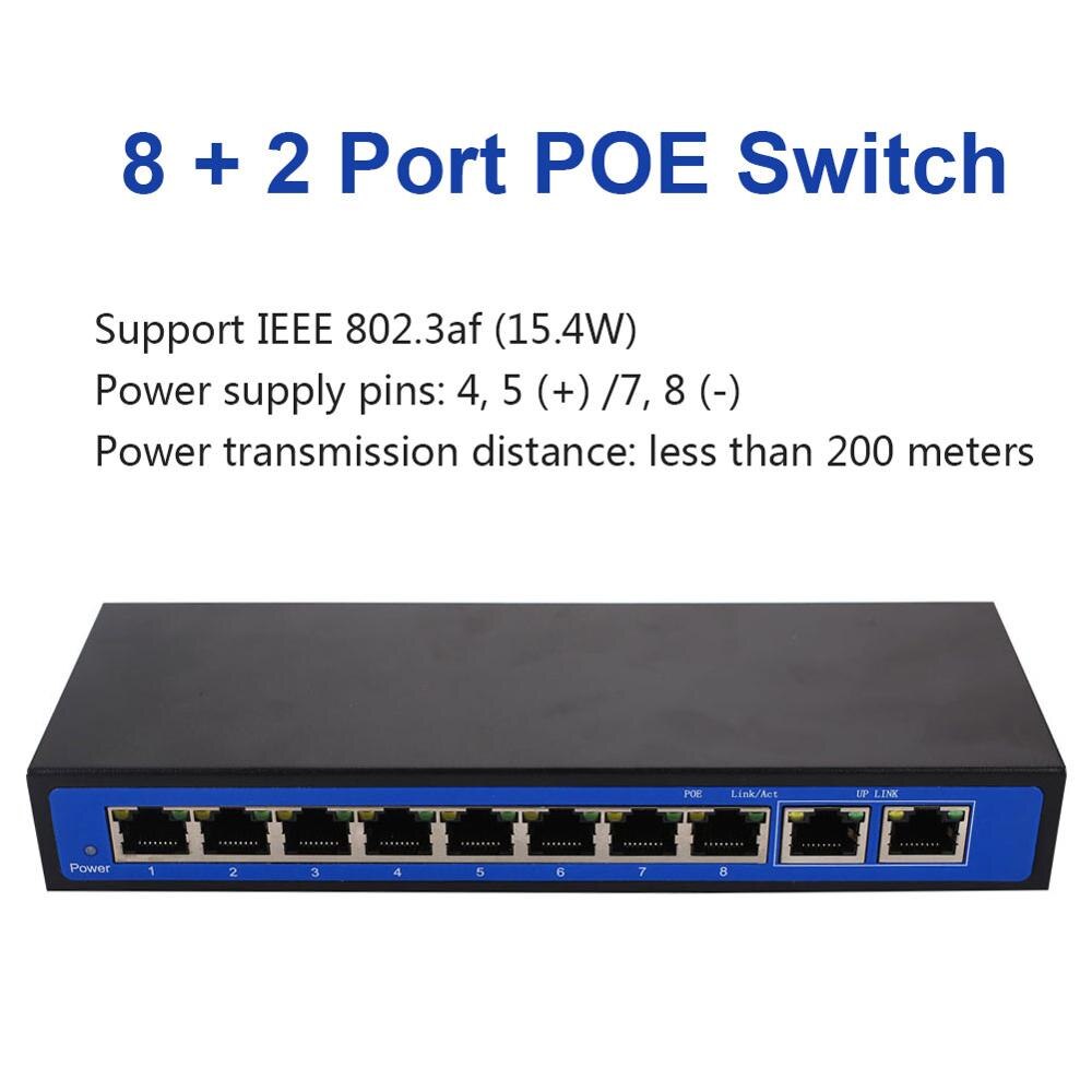 8+2 Port POE Gigabit Switch 10/100/1000 Mbps Poe I... – Vicedeal