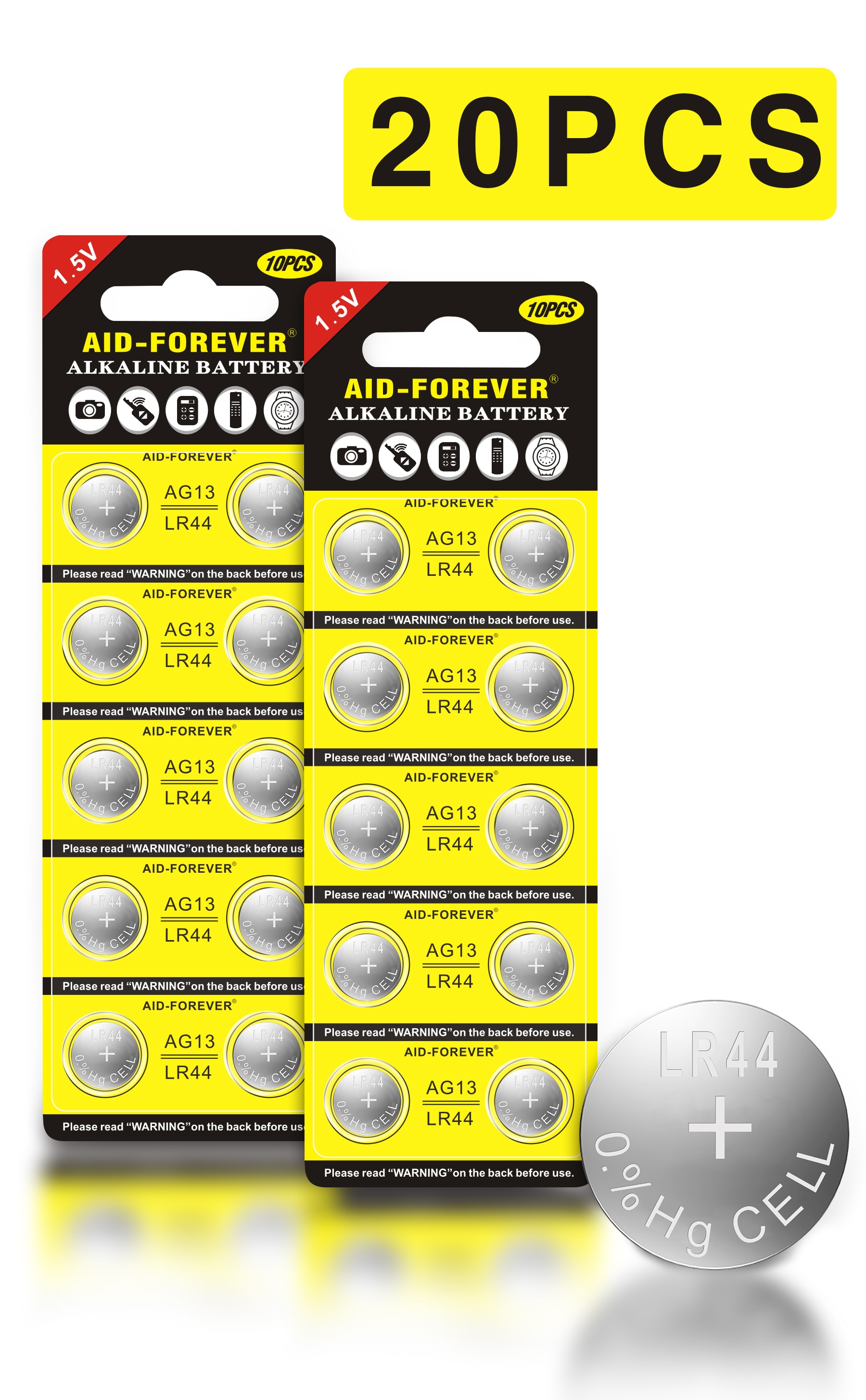 hikochi Button Battery LR44 AG13 A76 L1154 357 Toy... – Vicedeal