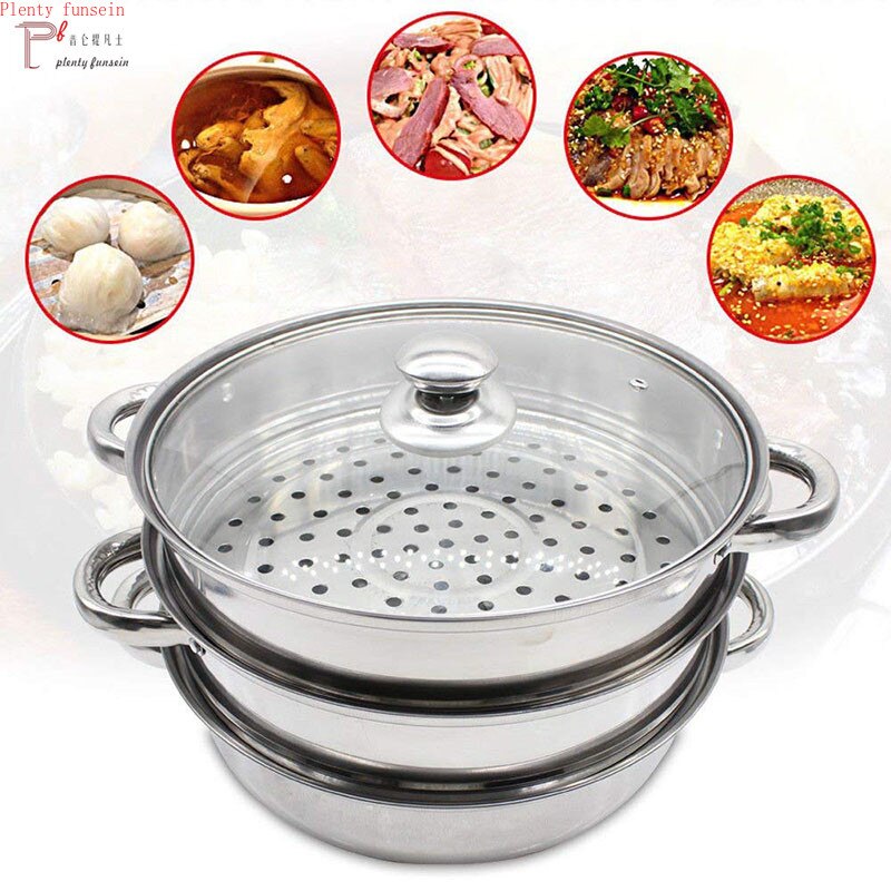Stainless Steel triple Steamer Induction Dim Sum S... – Vicedeal