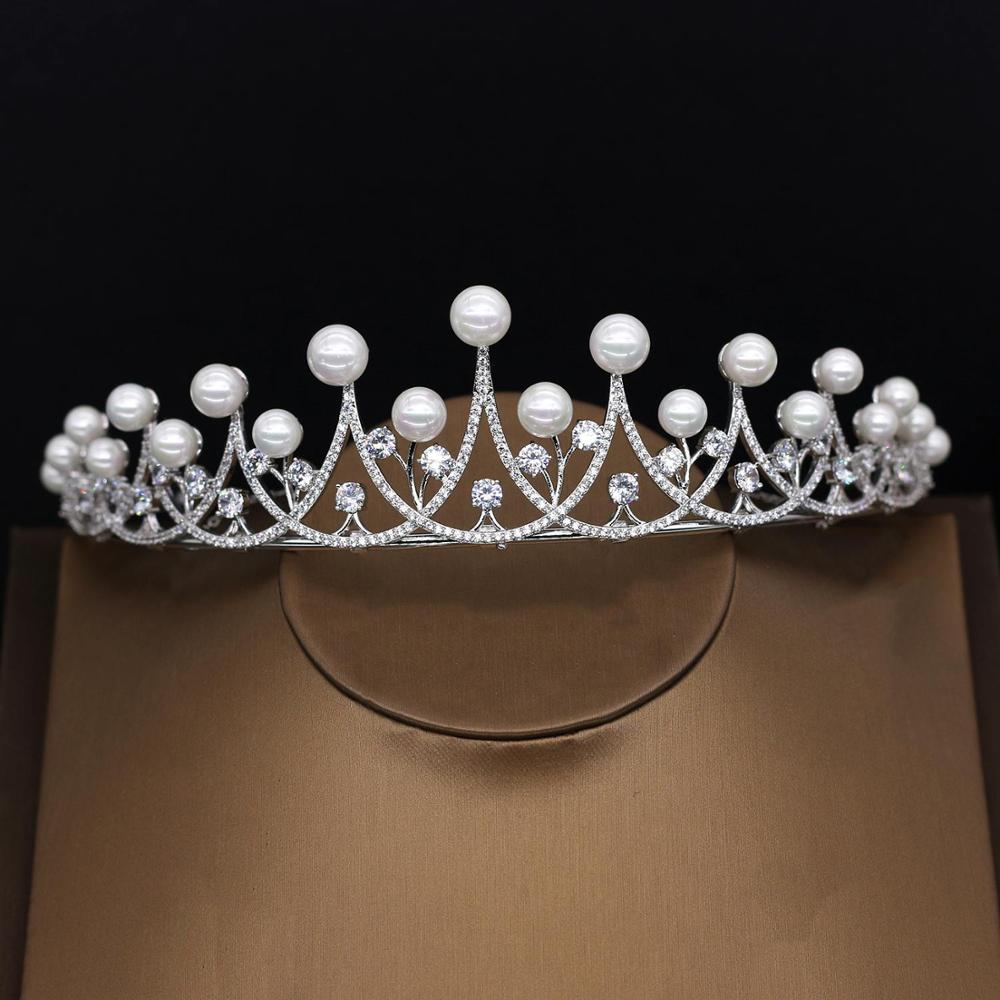 Simulierte Perlen Tiara Prinzessin Krone Braut Hoc... – Vicedeal