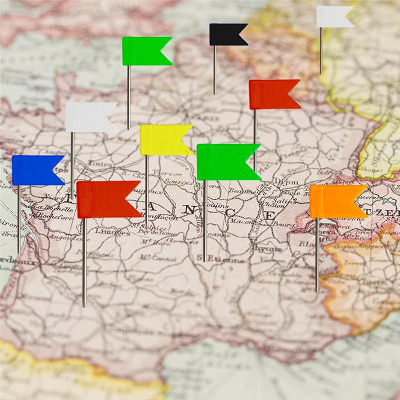 100Pcs 5 Kleuren Punaise Kaart Vlag Push Pins Kops... – Grandado