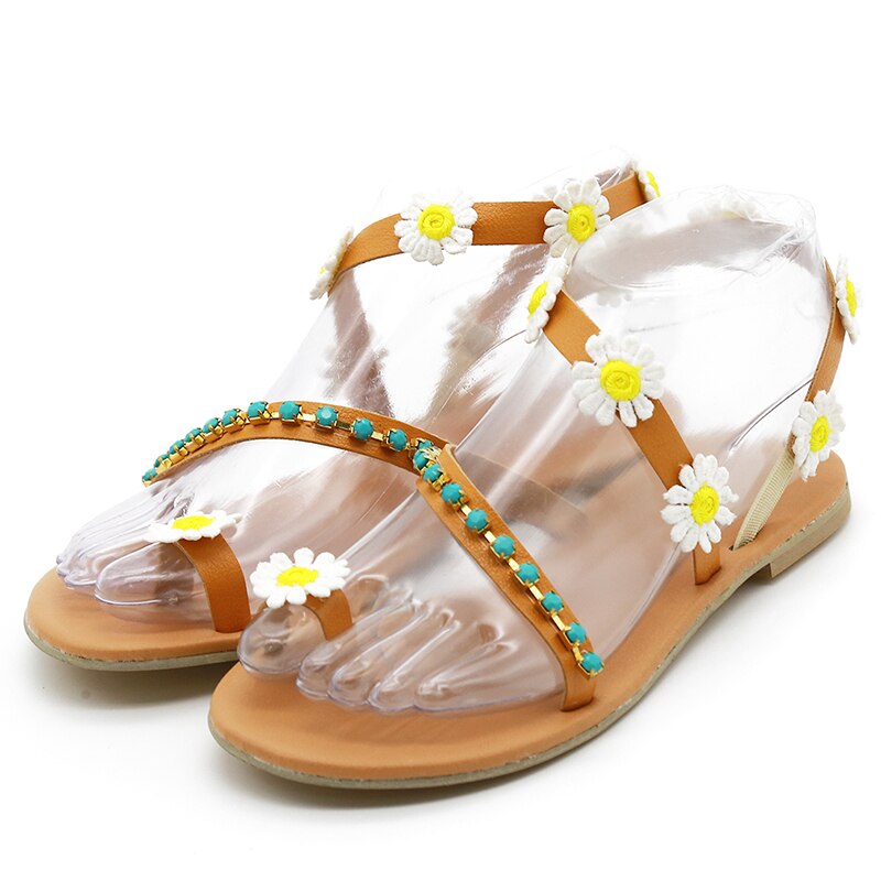 Summer Sandals Female Comfortable Sweet Flowers Be... – Grandado