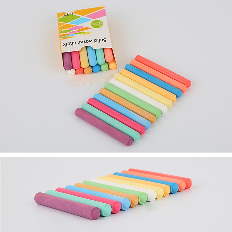 12pcs Mixed Colour White Chalk Sticks Pack Kids Pl... – Grandado
