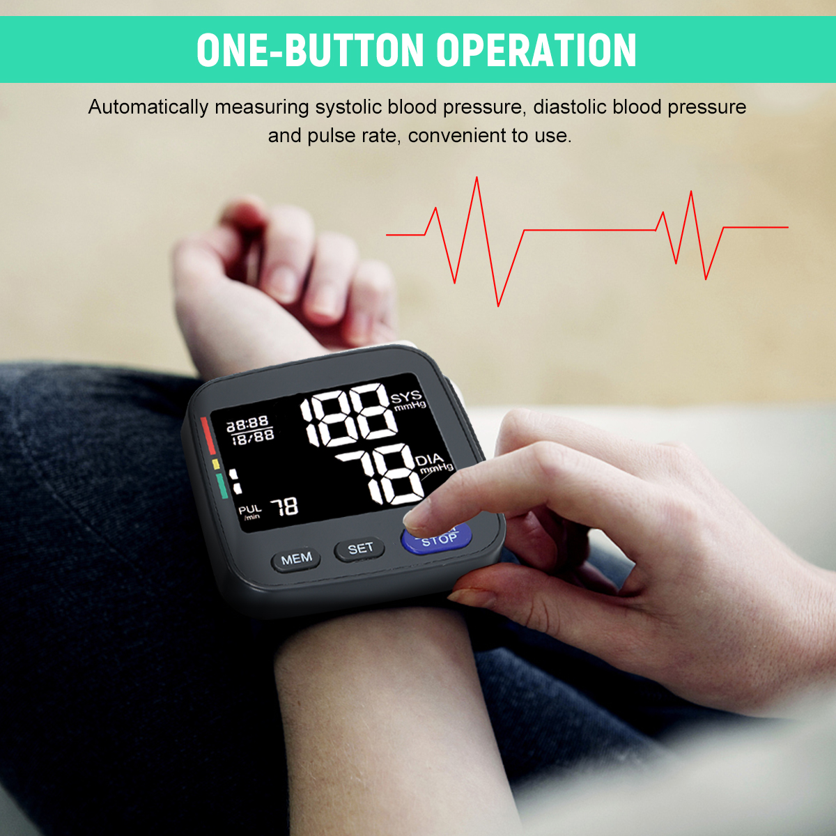 Portable Tonometer BP Monitor Automatic Wrist Bloo... – Grandado