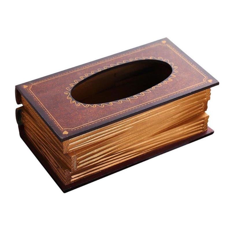 Retro Style Book Shape Tissue Box Wood Tissue Pape... – Grandado