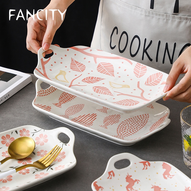 FANCITY Household fish dishes, large ceramic recta... – Vicedeal