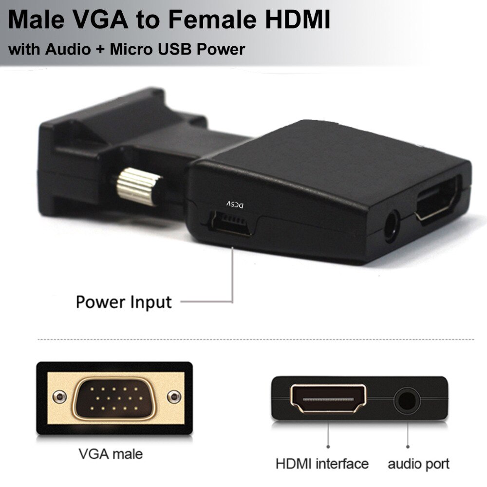 Mini VGA to HDMI Adapter Converter with Audio Full... – Grandado