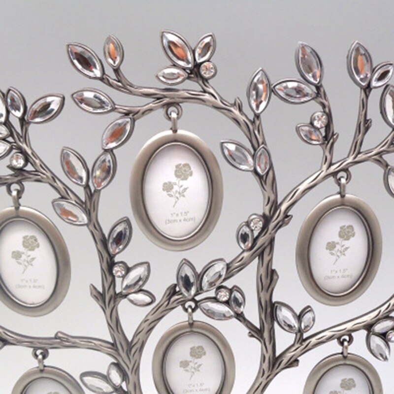 Family Tree Jeweled Silver Finish Metal Collage Ph... – Grandado