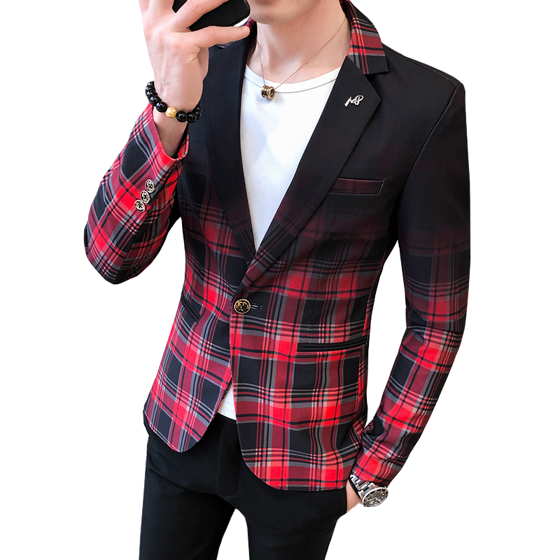 Blazer scozzese da uomo 2022 primavera moda contra... – Vicedeal