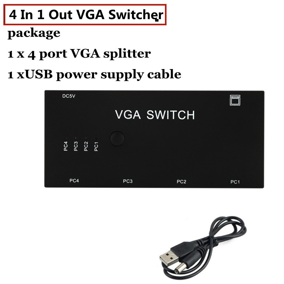 Mini 4 Port Vga Selector Box Vga/Svga Manual Shari... – Grandado