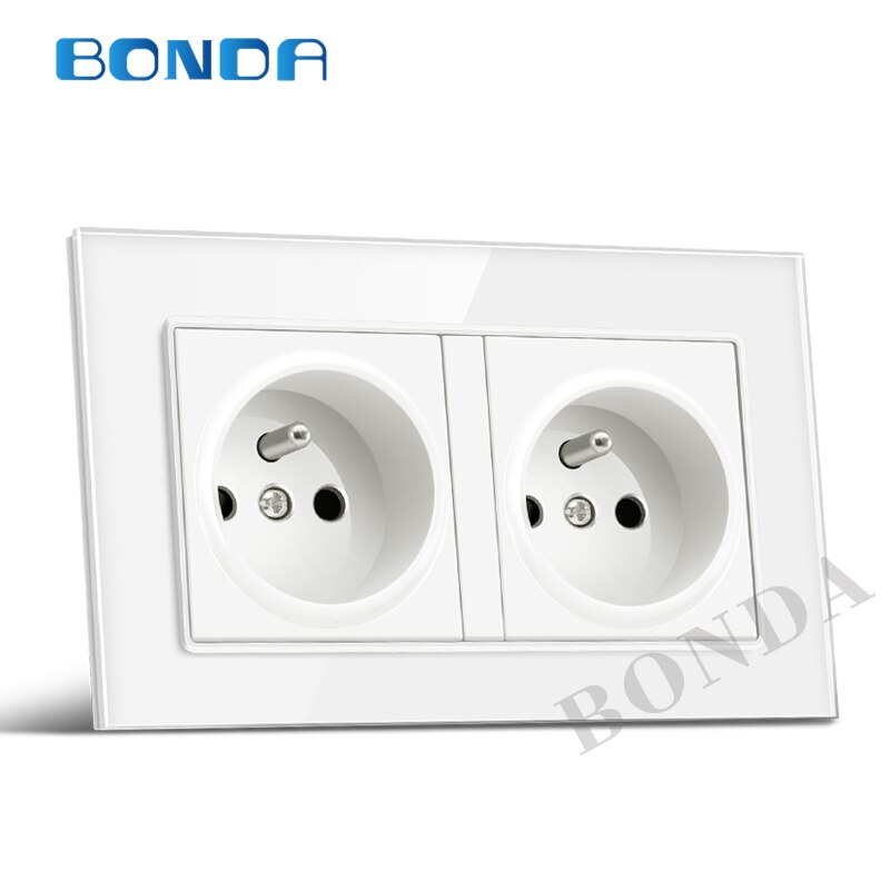 Wall socket outlet standard European tempered glas... – Grandado