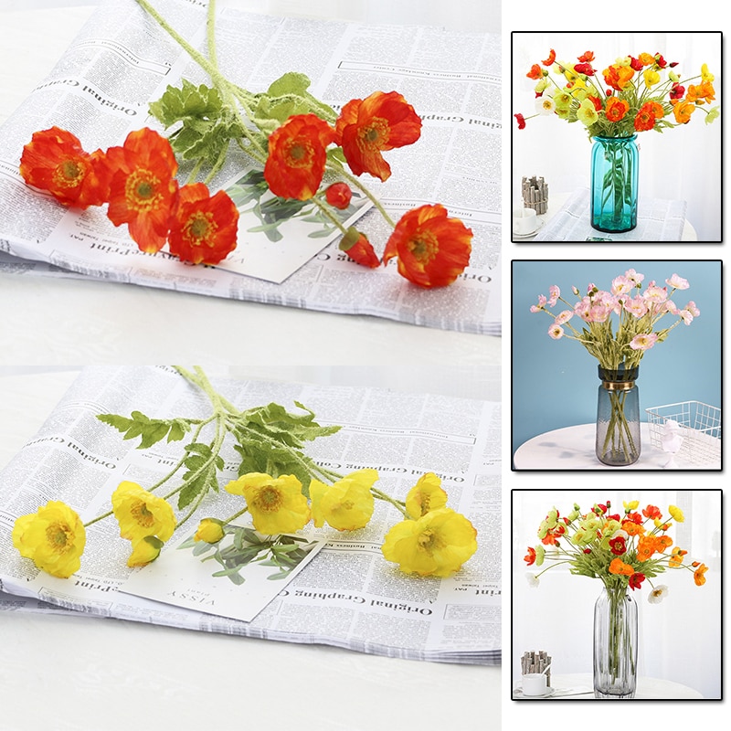 60Cm Simulatie 3 Heads Klaprozen Bloem Bruiloft De... – Grandado 60Cm Simulatie 3 Heads Klaprozen Bloem Bruiloft De... – Grandado