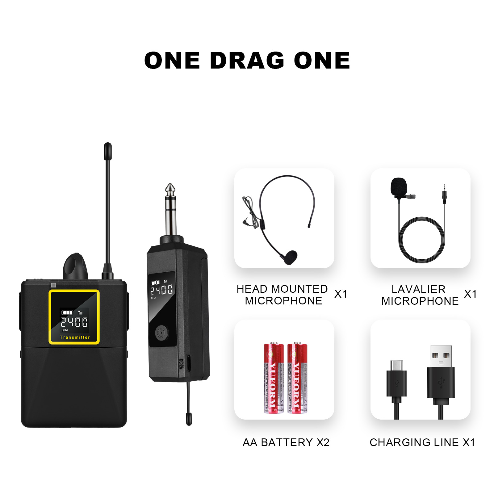 Trådlös mikrofon headset mikrofon uppladdningsbar ... – Grandado