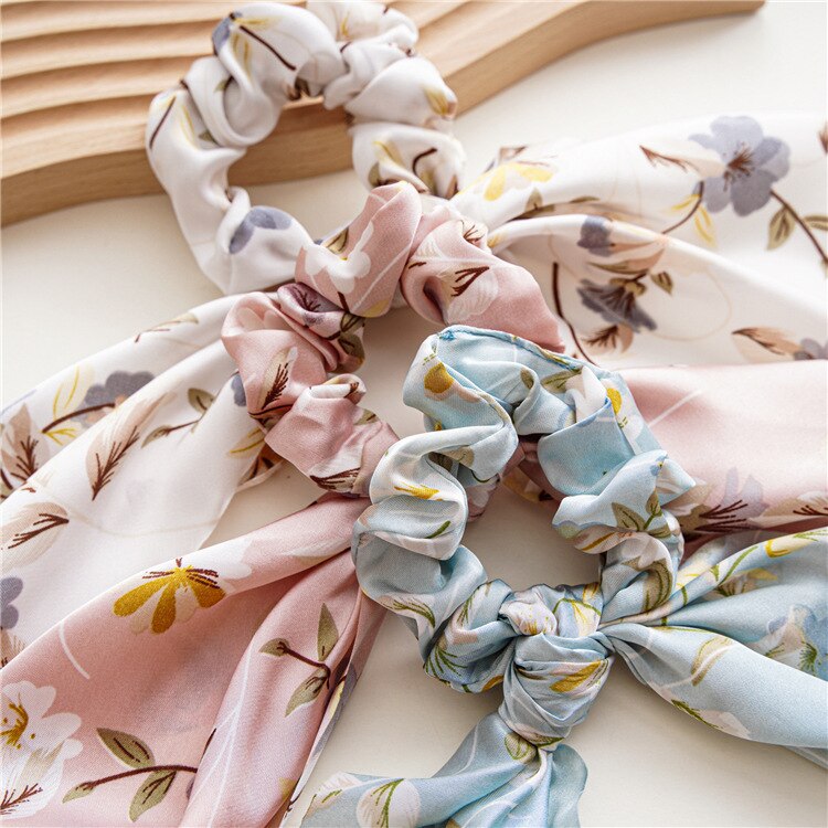 Satin Flower Elastic Long Ribbon Hair Bands Ponyta... – Vicedeal