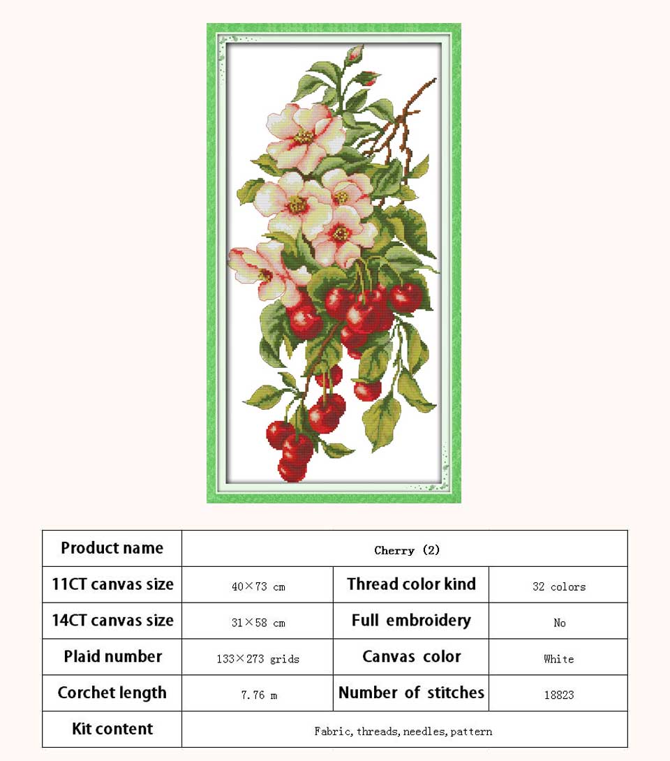 Cherry Grapes roses Flowers apples counted Cross S... – Grandado