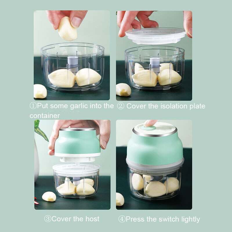 Electric Mini Garlic Chopper Vegetable Food Mincer... – Vicedeal