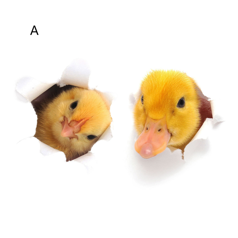 Little duck chick 3D wall sticker for Bathroom cup... – Grandado