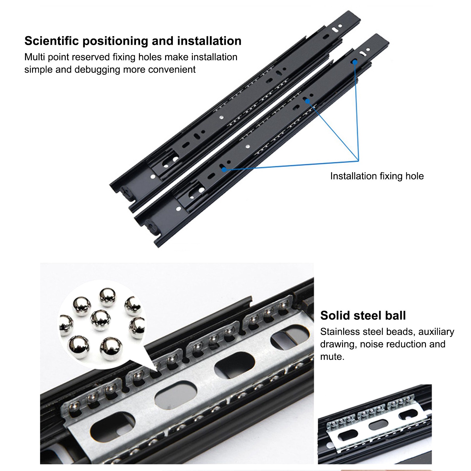 Drawer Slide Thickened Drawer Track Three-section ... – Grandado
