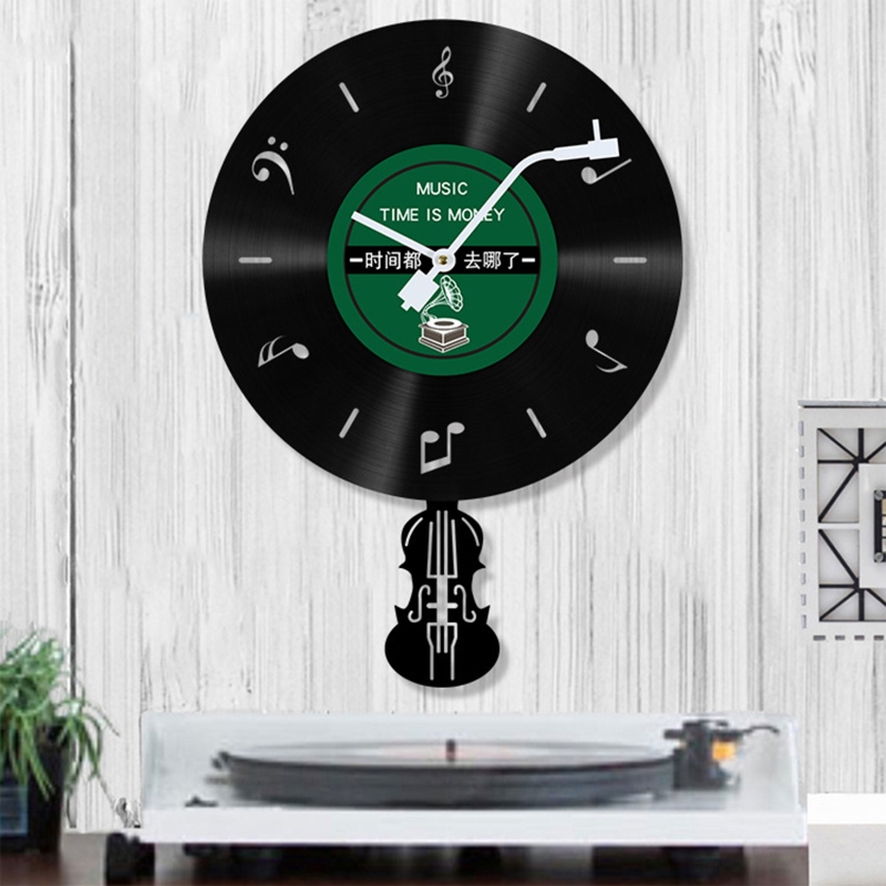 Vintage Swing Wall Clock Violins Time Clock Silent... – Vicedeal