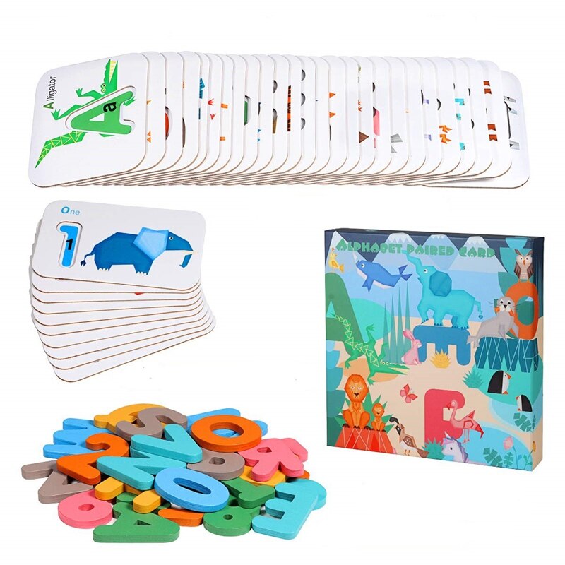 Wooden Alphabet Numbers Flash Cards Set for Toddle... – Grandado