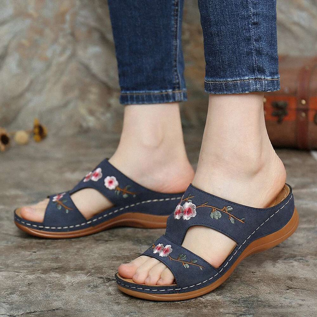 Women Embroidery Flower Sandals Slippers Summer Sa... – Vicedeal