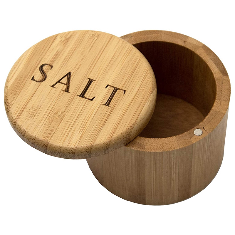 Salt Box, Bamboo Storage Box with Magnetic Swivel ... – Grandado