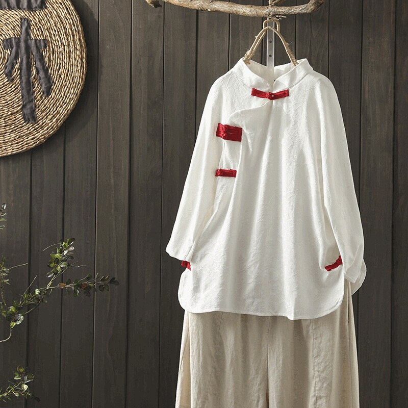 Traditional Chinese Clothing White Cheongsam Top W... – Grandado