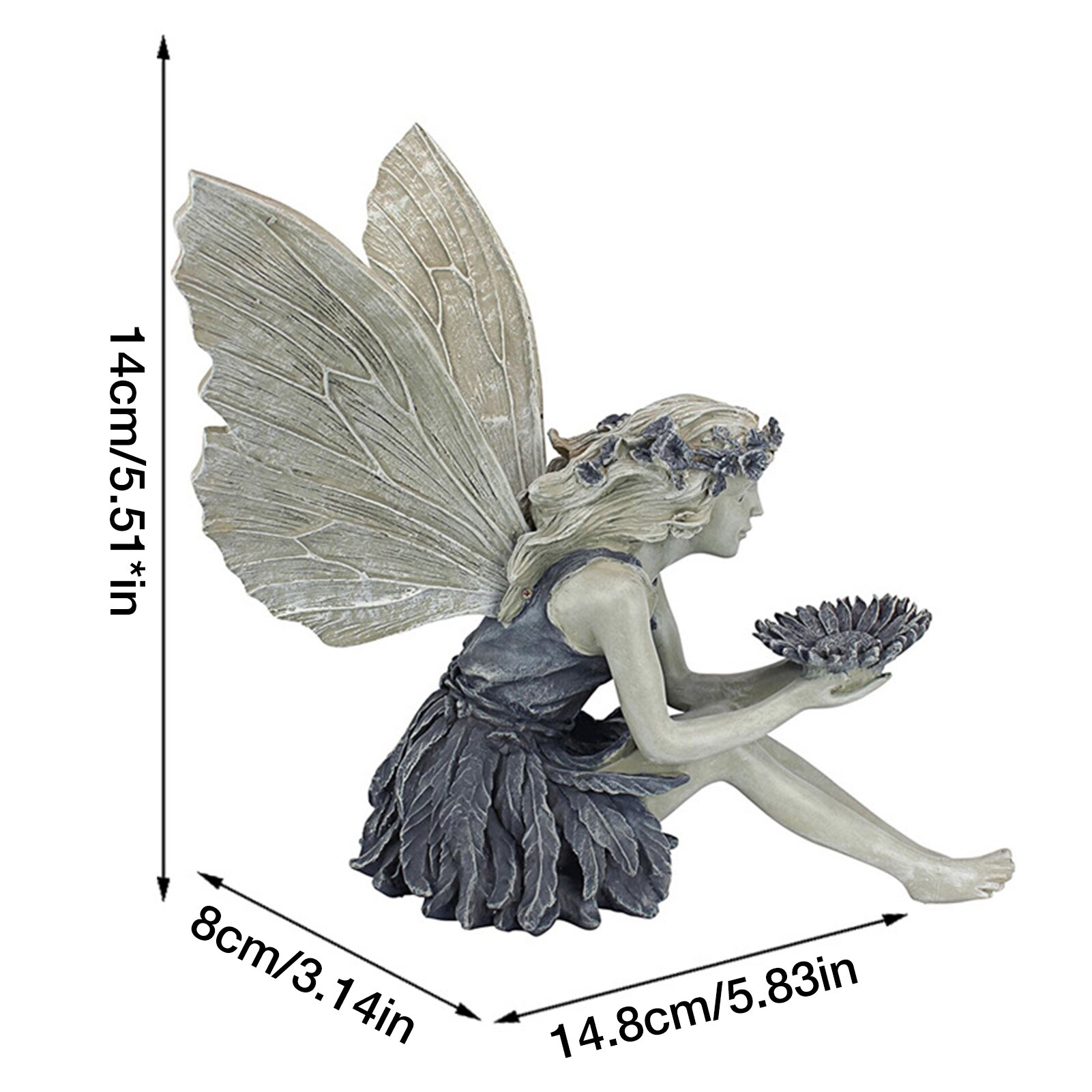 Fairy Sitting Statue Garden Ornament Resin Craft L... – Grandado