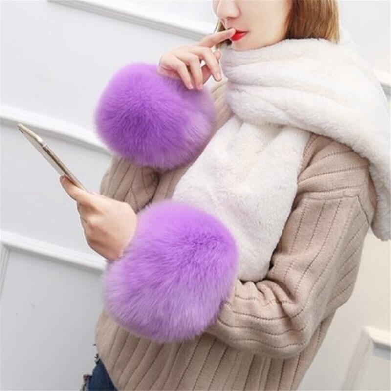 Winter Women Big Warm Wrist Cuff Short Sleeves Fau... – Vicedeal