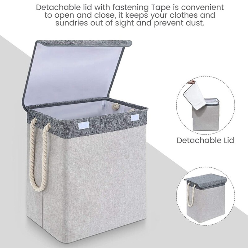 Large Laundry Basket with Lid, Collapsible Linen L... – Grandado