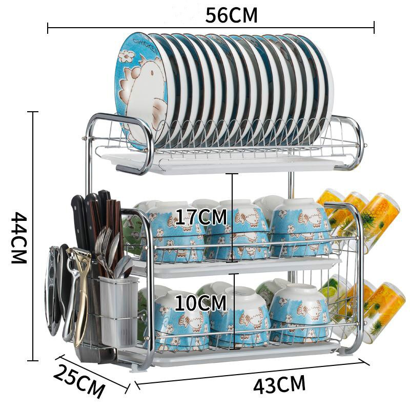 Kitchen Dish Rack 2-layer Basket Galvanized Househ... – Grandado