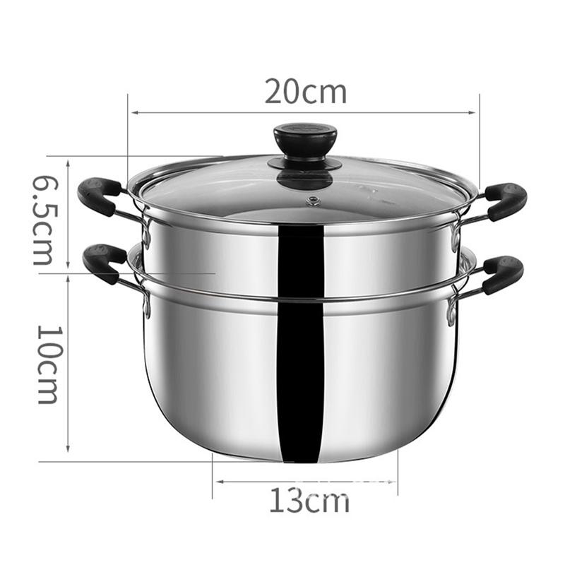 20cm Stainless Steel 2-layer Thick Steamer Pot Sou... – Grandado