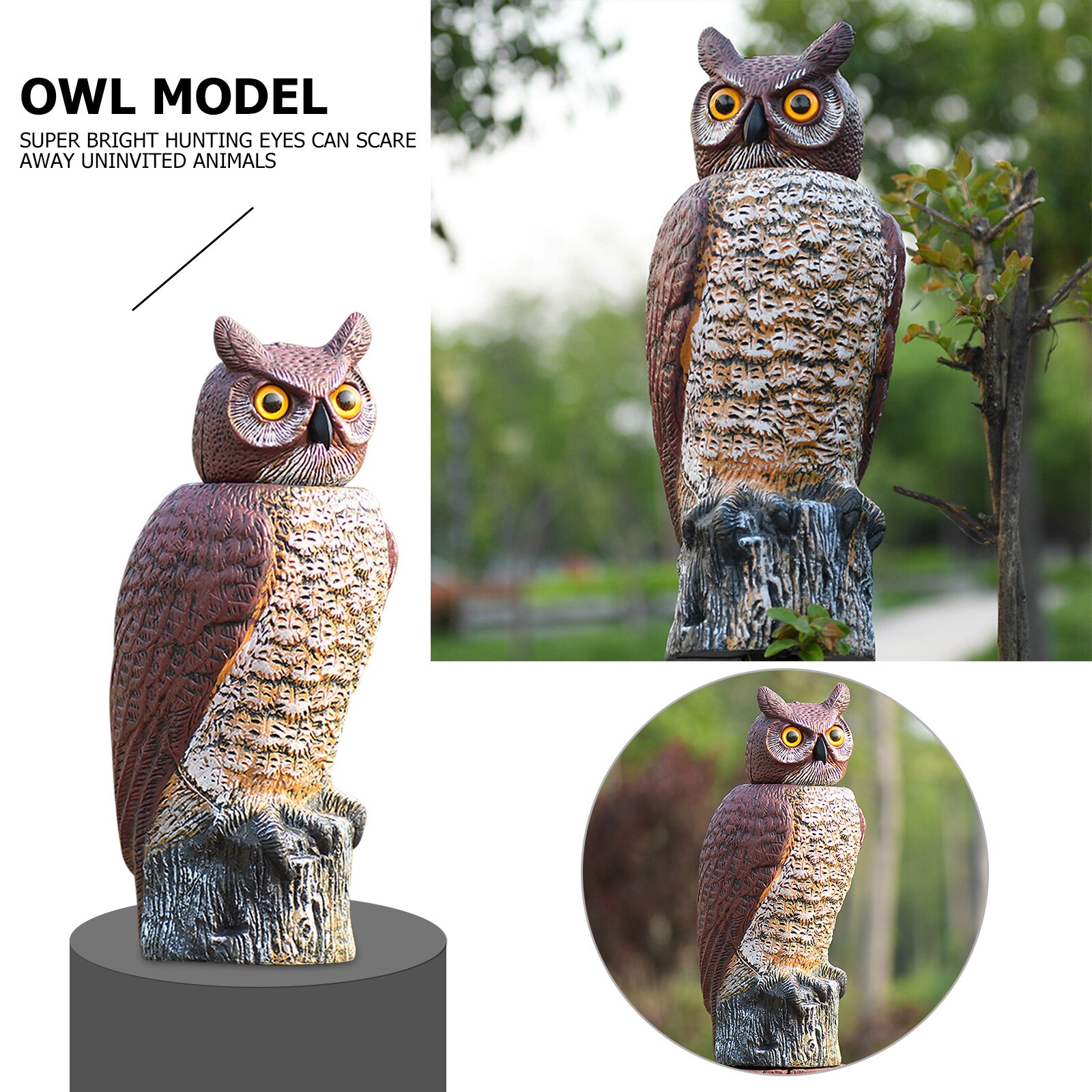 Realistic Natural Owl Statue Prowler Decoy Protect... – Grandado