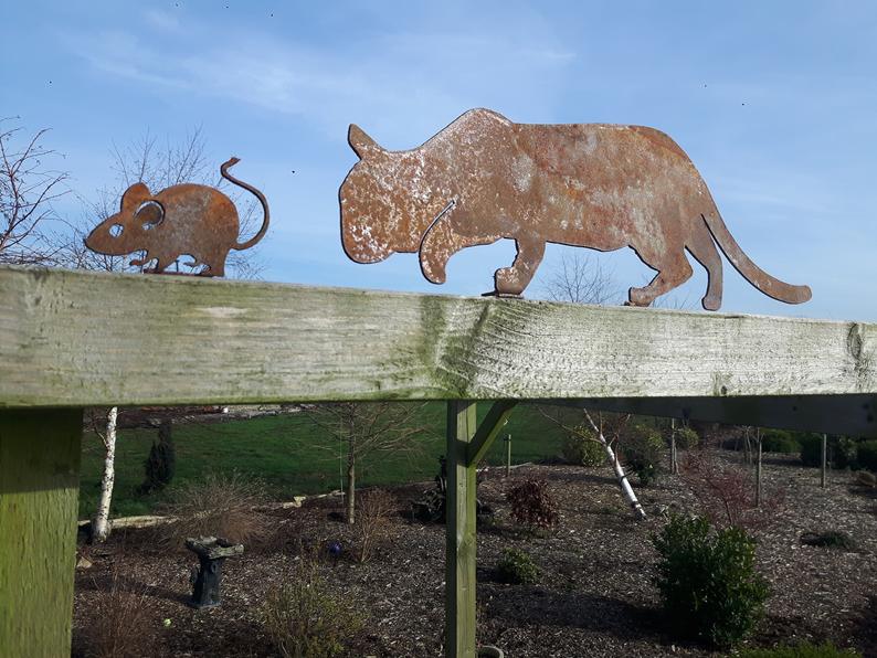 Roestig Kat En Muis Tuin Decor Metalen Kat En Muiz... – Vicedeal