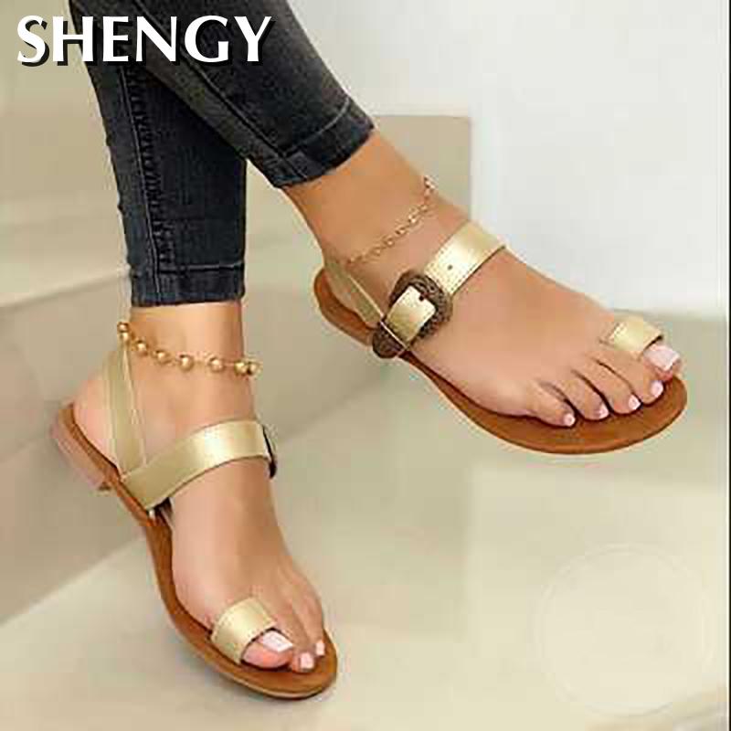 Summer Beach Flat Sandals Women PU Comfortable Sli... – Grandado