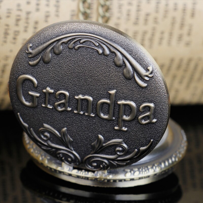 Vintage Retro Grandpa Quartz Pocket Watch with cha... – Grandado