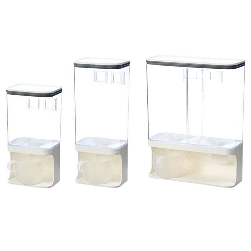 1/1.5/3L Wall Mounted Divided Rice Cereal Dispenser Kitchen Dry Food ...