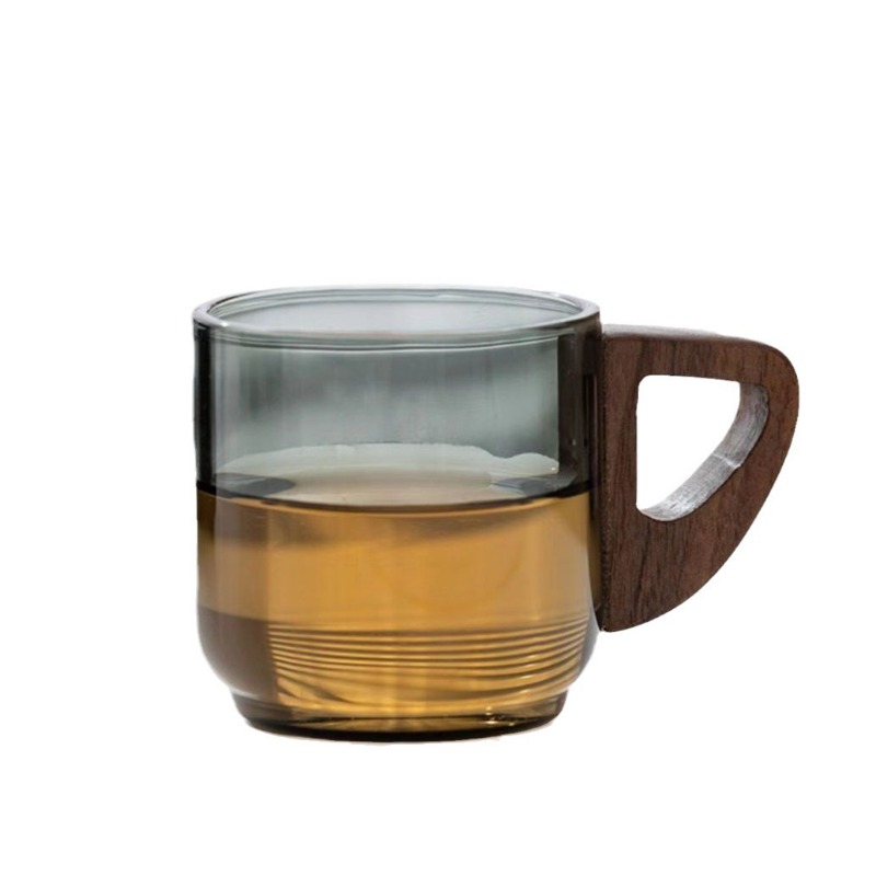 Small Glass Teacups, Tea Cups with Handles, Mahoga... – Vicedeal