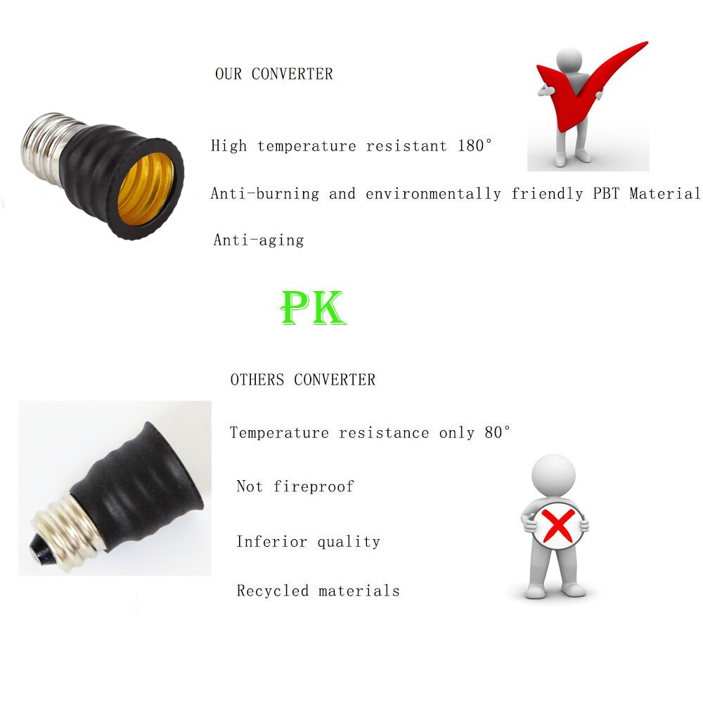 Led Lamp Bulb Base Converter E12 Male to E14 Femal... – Vicedeal