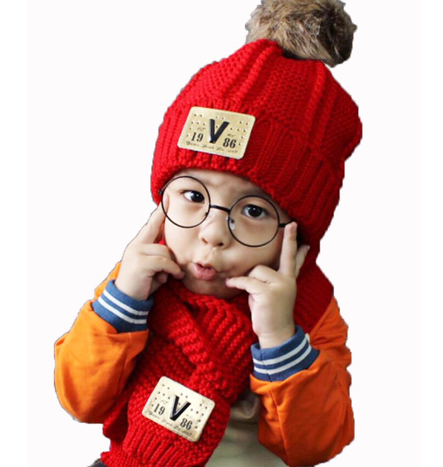 Kind Gebreide Bont Hoeden Sjaal Set Winter Meisje ... – Grandado