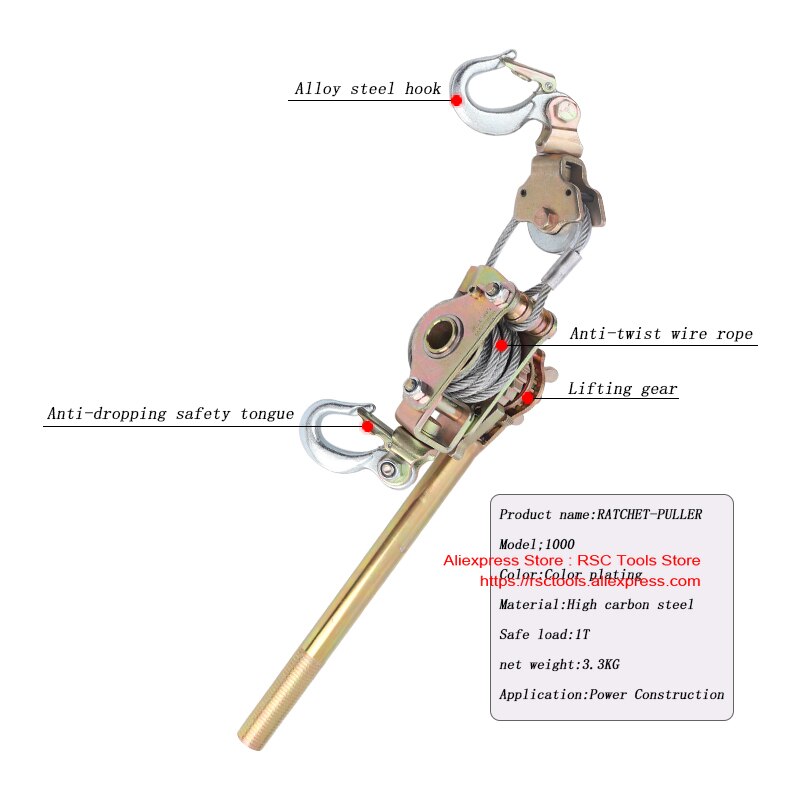 1T Japanese style ratchet cable puller hand steel ... – Grandado