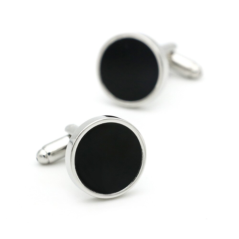 Classic Simple Round Black Metal Cufflinks Busines... – Grandado