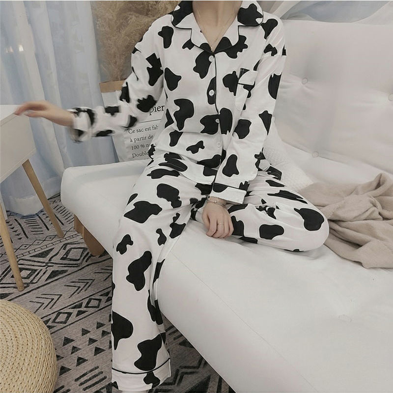 Cow Print Pajamas For Women Cute Nightwear Sleepwe... – Grandado