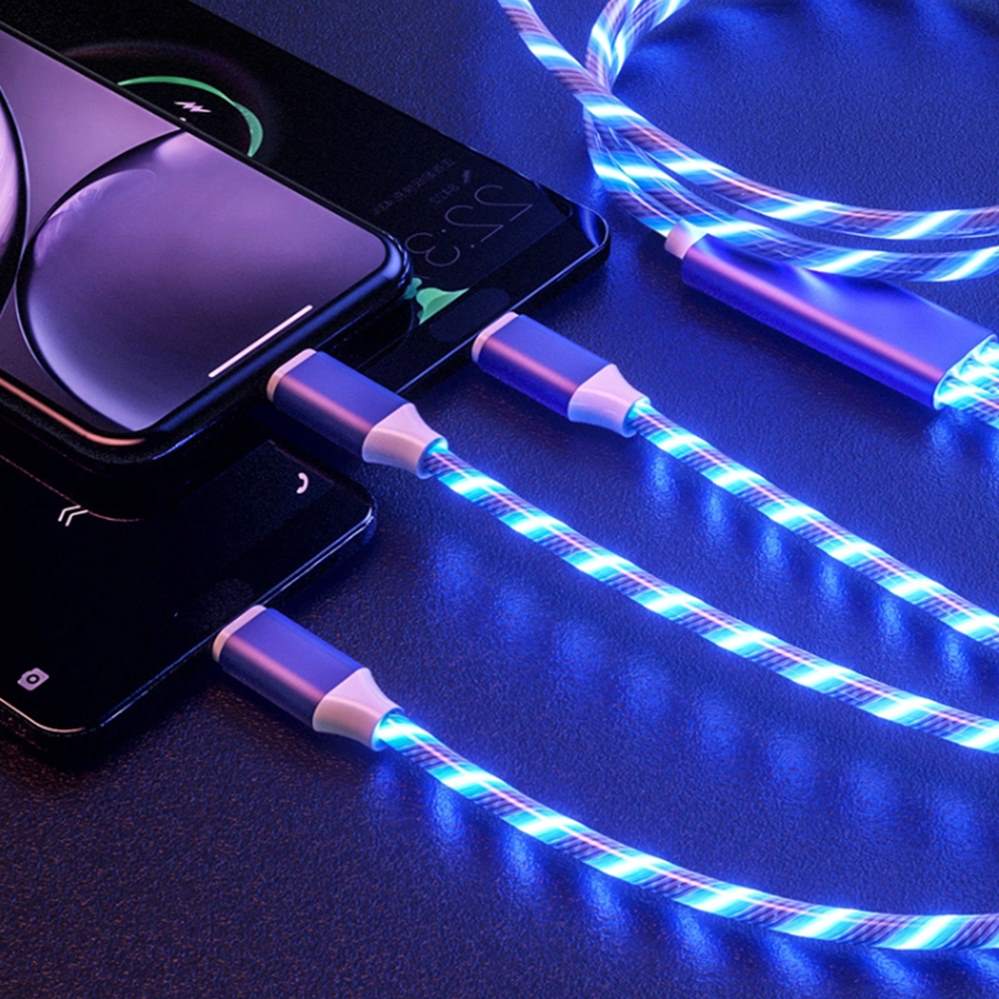 3 in 1 Bunte Leuchtende Kabel Mikro USB Typ C Kabe... – Grandado