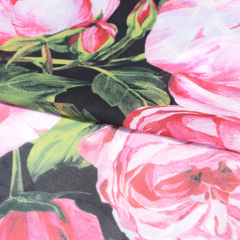 Rose digital painting chiffon plush fabric for dre... – Grandado